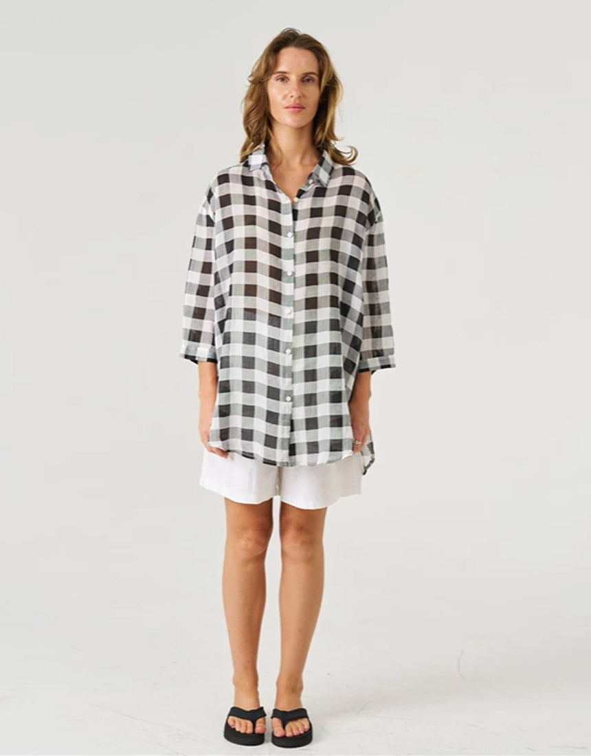 Worthier Linen Check Shirt - Black/White – Indigo Boutique Australia