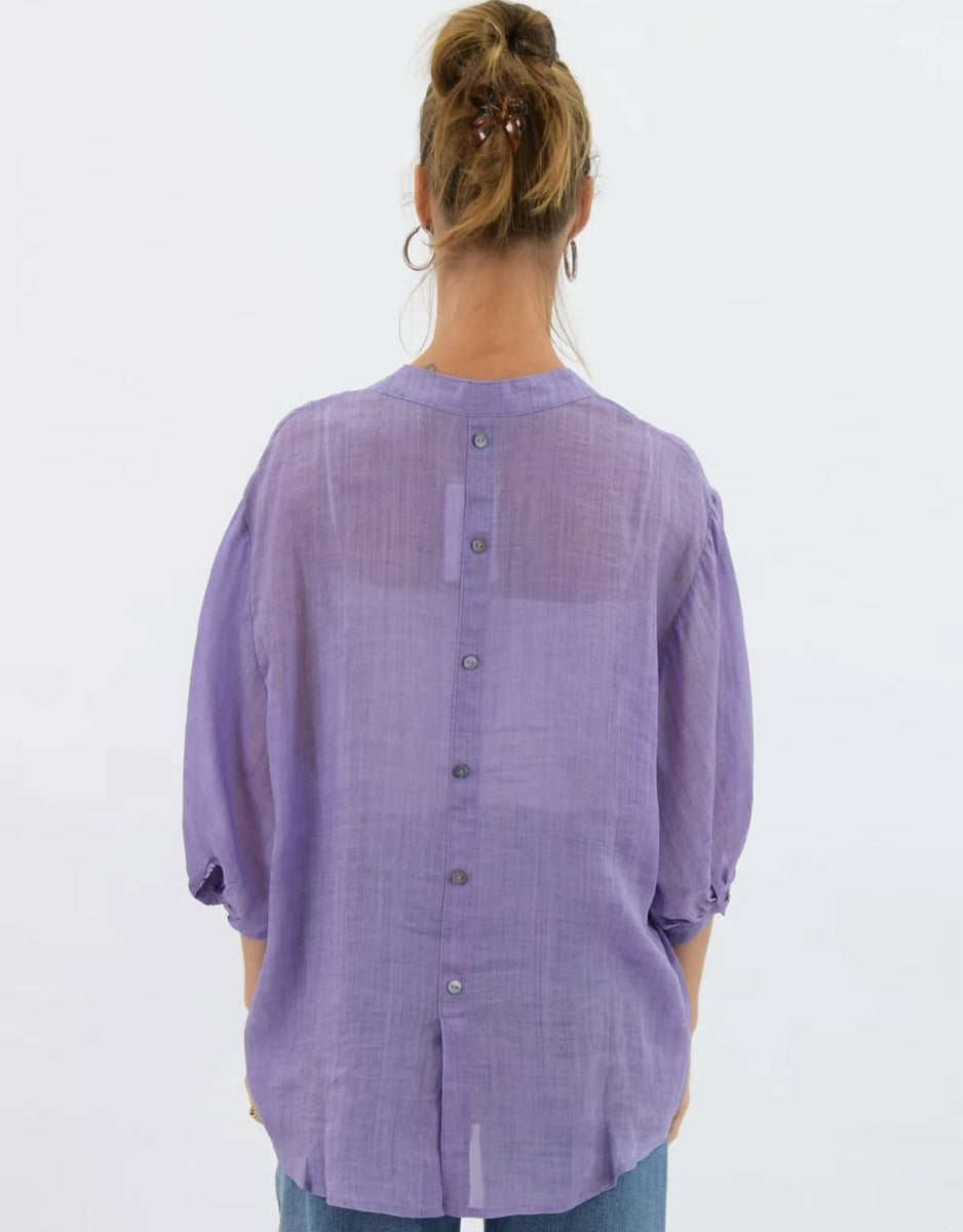 Worthier Linen Shirt - Lilac | Women's Tops Australia – Indigo Boutique ...